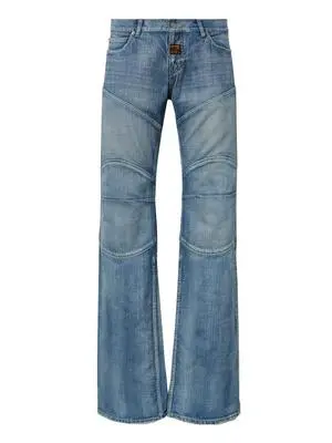Balenciaga Distressed Low-rise Wide-leg Jeans - Blue