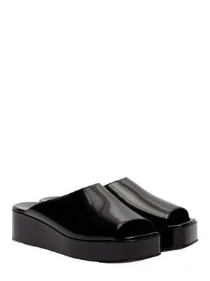 THE ROW Emi Patent Leather Platform Mules - Black