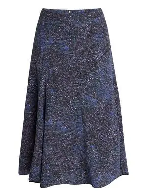 Isabel Marant Hortensia Mosaic Flared Stretch Silk Skirt - Midnight