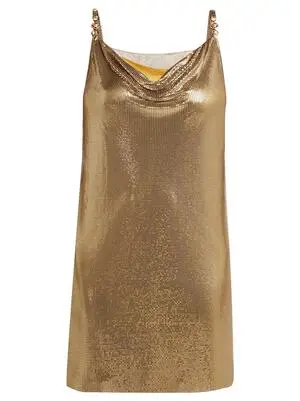 Versace Sleeveless Metal Mesh Mini Dress - Gold