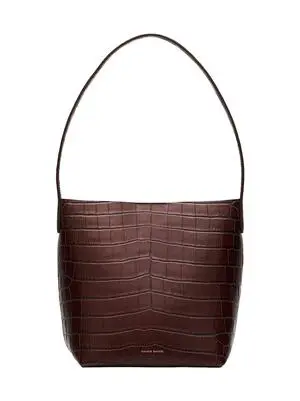 MANSUR GAVRIEL Small Croc-embossed Leather Tote Bag - Chocolate