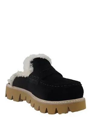 NATIONAL COMFORT Leesa Faux Shearling Lined Clog By - Black