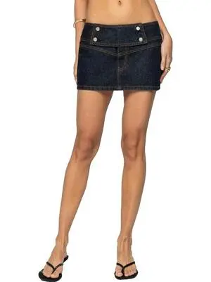 EDIKTED Mayanne Denim Miniskirt - Dark-blue