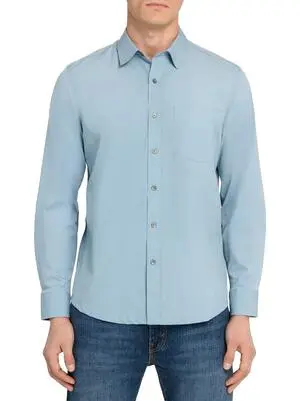 W.R.K Hudson Reworked Slim Fit Solid Cotton Button-up Shirt Blue