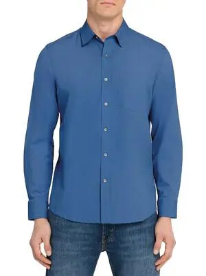 W.R.K Hudson Reworked Slim Fit Solid Cotton Button-up Shirt - Med Blue