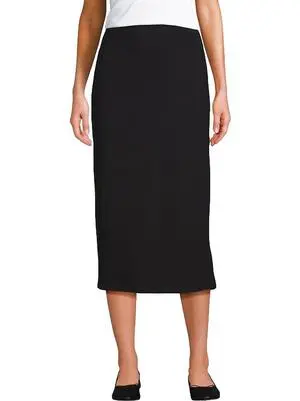 LANDS' END Midi Skirt With Side Zip Black
