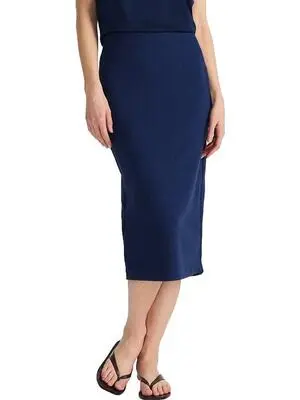 LANDS' END Midi Skirt With Side Zip Deep Sea Navy