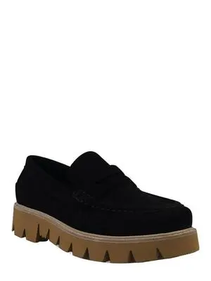 NATIONAL COMFORT Lenna Suede Platform Loafer - Black Suede