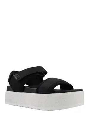 NATIONAL COMFORT Platform Sandal Black Fabric