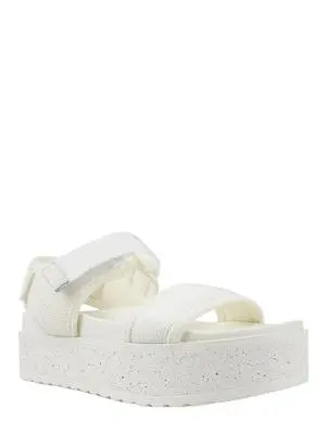 NATIONAL COMFORT Platform Sandal Off White Fabric