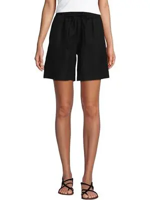 LANDS' END Linen High Rise Pull-on Shorts 7 - Black