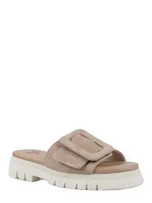 NATIONAL COMFORT Platform Slide Sandal - Natural Suede
