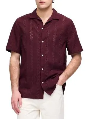Madewell Short Sleeve Button-up Shirt In Embroidered Cotton - Dusty Plum