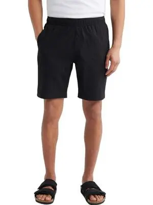 W.R.K Slim Fit Drawstring Seersucker Shorts - Black