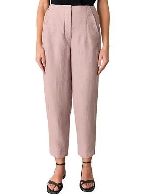Whistles Linen Barrel Leg Pants - Dusty Pink