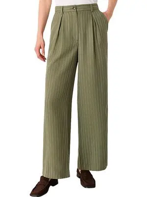 Whistles Lottie Pleated Pants - Khaki/multi