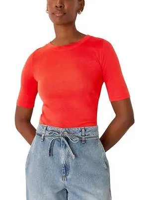 Whistles Slim Short Sleeve Top - Red