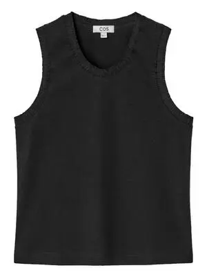 Cos Gathered Cotton Tank Top Black
