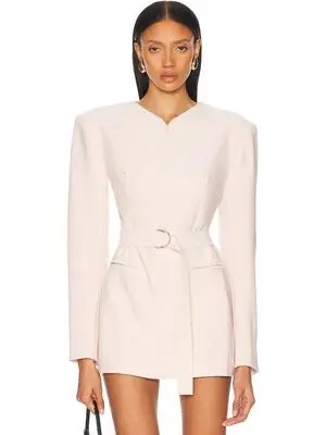 NORMA KAMALI Long Sleeve Shoulder Pad Zip Front Jacket
