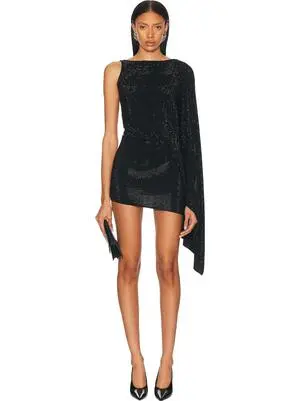Alexandre Vauthier Macro Crystal Draped Mini Dress - Black