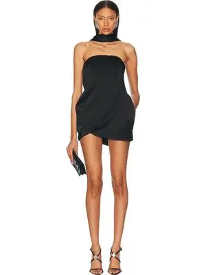 Alexandre Vauthier Crepe Satin Mini Dress - Black