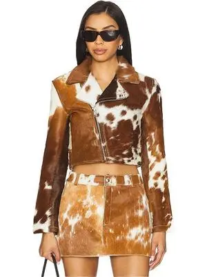 UNDERSTATED LEATHER Cowhide Moto Jacket - Cow Pony Hair