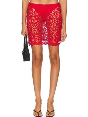 Norma Kamali Straight Mini Skirt - Tiger Red