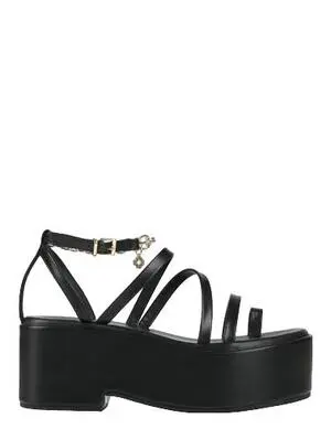 Maje Thong Wedge Sandals - Black