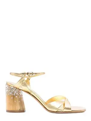 Casadei 80mm Crystal-embellished Sandals - Gold