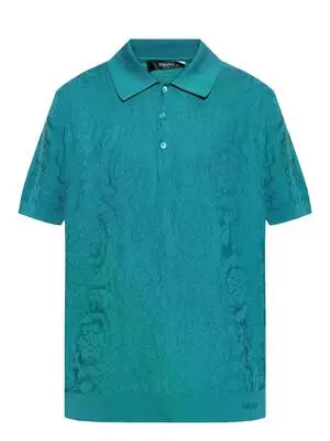 Versace Barocco-jacquard Polo Shirt - Blue