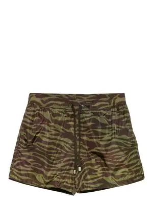 Attico Zebra-print Swim Shorts - Green
