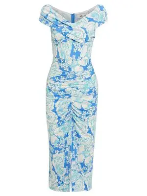 Diane Von Furstenberg Off-the-shoulder Printed Jersey Midi Dress - Blue