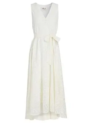 Diane Von Furstenberg Helene Belted Corded Lace Midi Dress - Ivory
