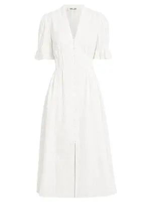 Diane Von Furstenberg Erica Broderie Anglaise Cotton Midi Dress - White