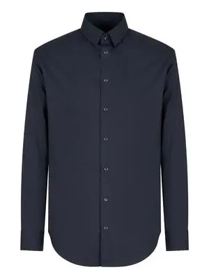 Giorgio Armani Slim-fit Shirt In Cotton Poplin - Navy_blue