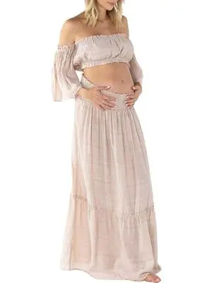 ANGEL MATERNITY Chantal Two-piece Maternity Dress - Nude Pink