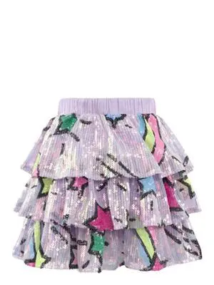 LOLA + THE BOYS Shooting Star Sequin Ruffle Skirt - Purple