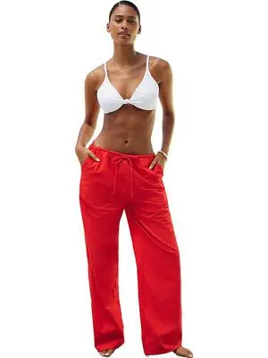 L*Space Corey Linen Blend Mid-rise Wide-leg Pants - Flame