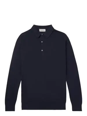 John Smedley Bramwell Fine-knit Cotton Polo Shirt - Blue