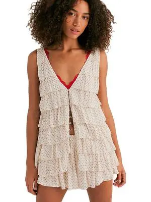 Free People Ruffle Me Up Set Ivory Combo
