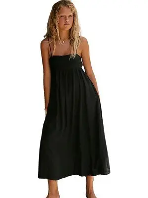 Free People Halo Babydoll Midi Dress - Black