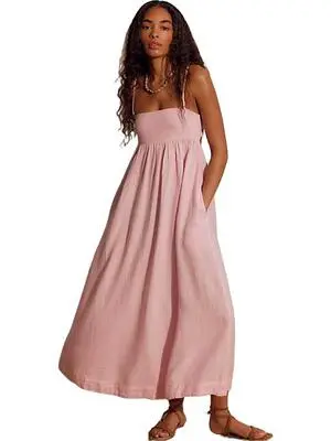 Free People Halo Babydoll Midi Dress - Pink Tulle
