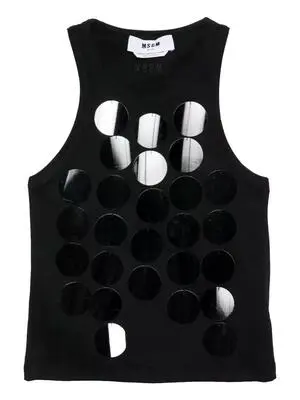 MSGM Sequin-embellished Tank Top - Black