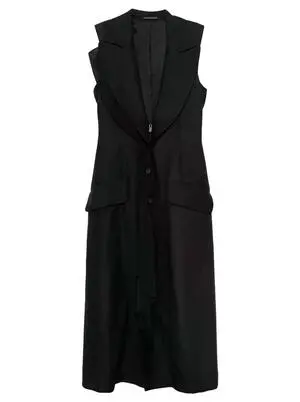 Yohji Yamamoto Plunging V-neck Midi Dress - Black