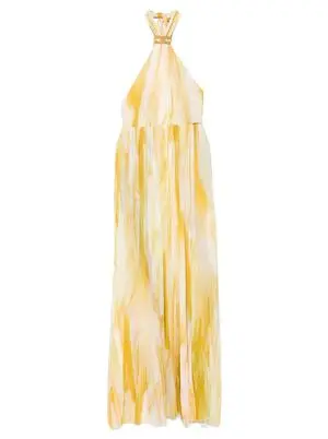 Elisabetta Franchi Abstract-print Maxi Dress - Yellow