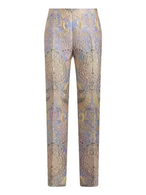 Etro Floral-jacquard Trousers - Blue