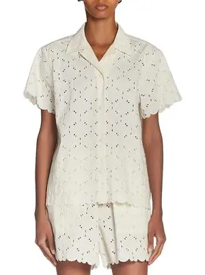 Moncler Eyelet Embroidered Shirt - Natural