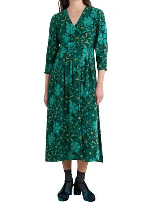 SEASALT CORNWALL Etta Printed Dress - Handicraft Flowers Onyx