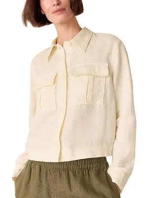 Whistles Abby Linen Casual Jacket - Ivory