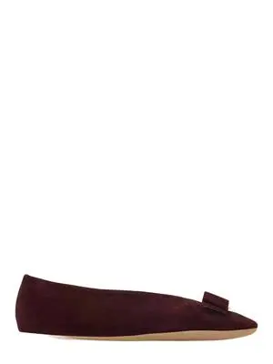 FERRAGAMO Vara Leather Ballerina Shoes - Red